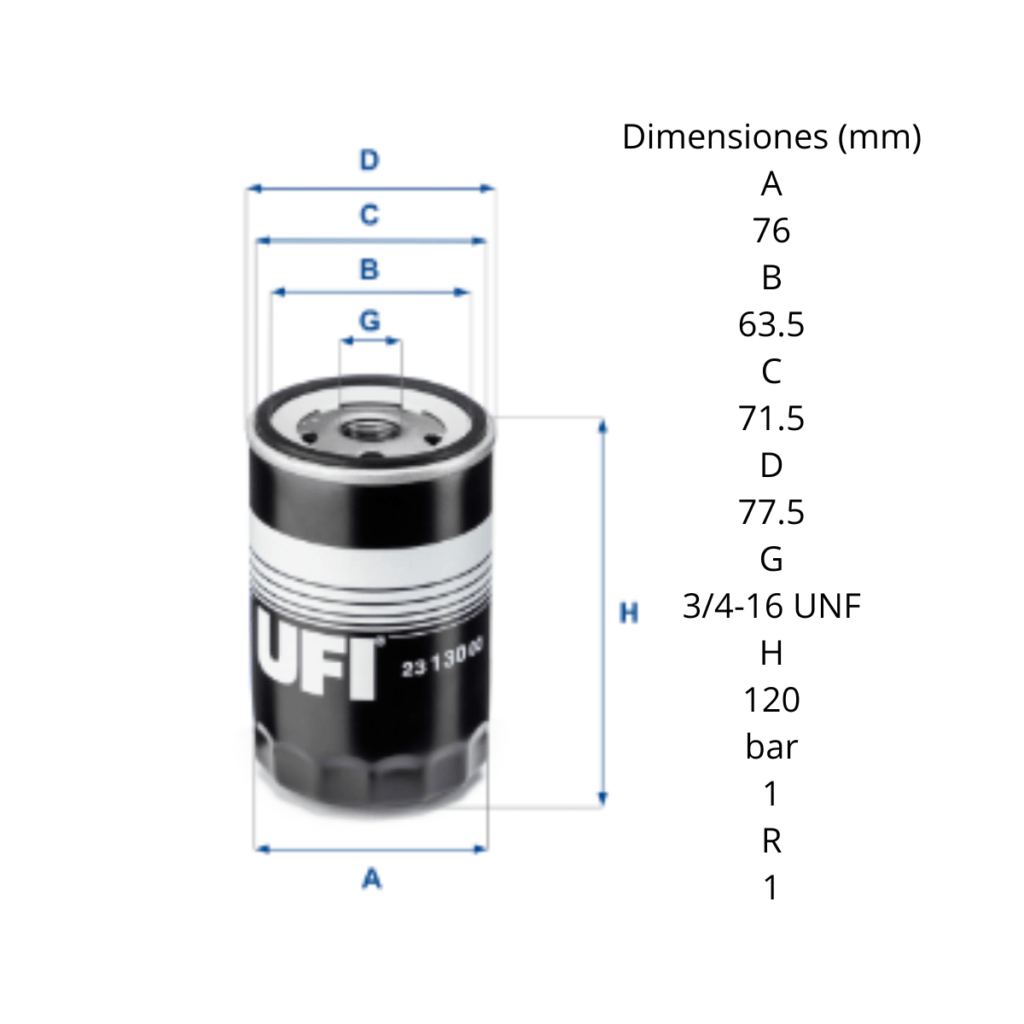 Filtro Ufi 10 Pza 23.130.00 - Refaccionaria Guerra Diesel
